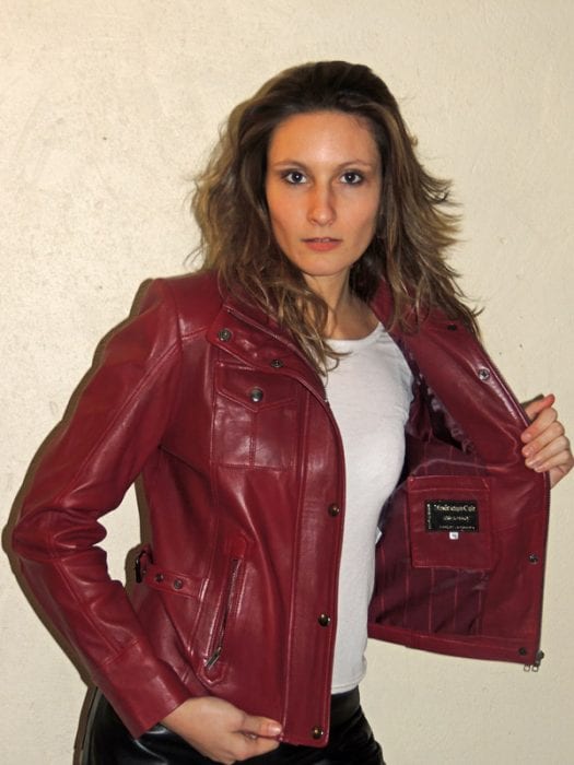 Blouson en cuir agneau rouge hermés tina - Vêtements cuir adaptés à ...