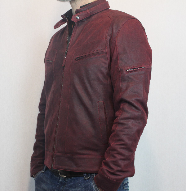 Blouson en cuir craquelé rouge milano | Itinérance Cuir - Vêtements ...