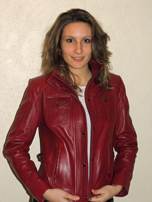 Blouson en cuir agneau rouge hermés tina - Vêtements cuir adaptés à ...
